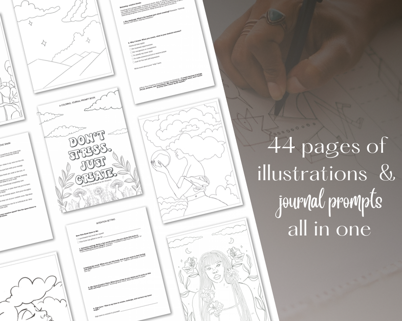 "Don't Stress, Just Create" digital coloring+ journal prompt book – Bri ...